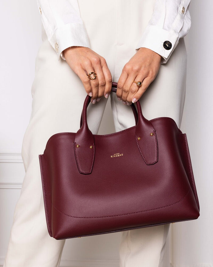 MAISON RINCEAU | Le Grand Rosa Bordeaux Grainé - Leather shoulder bag