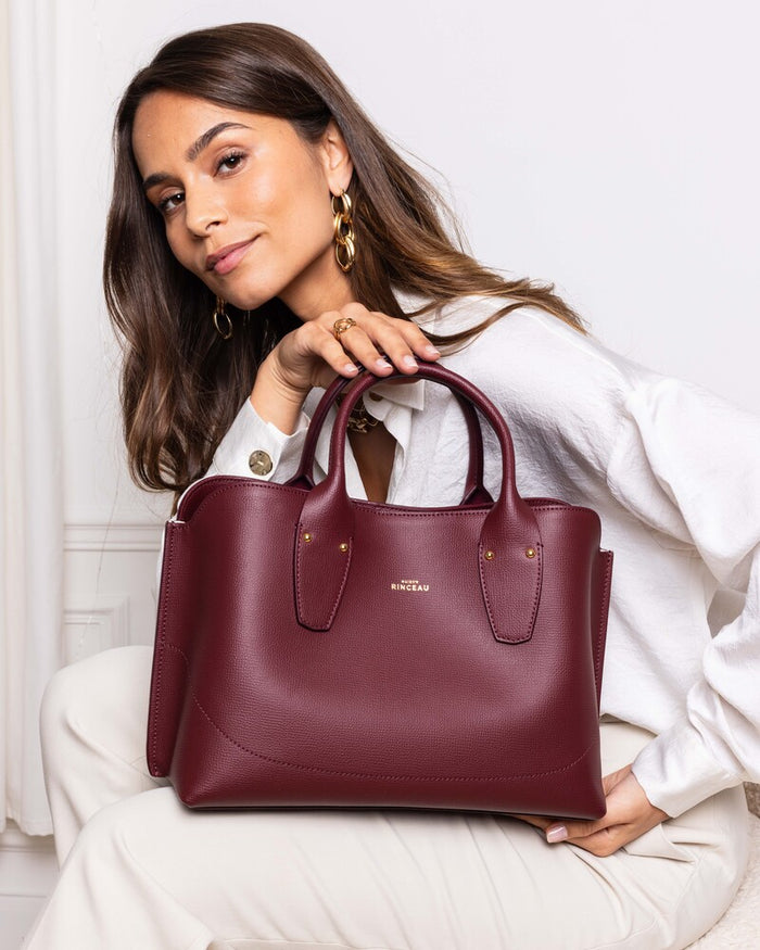 MAISON RINCEAU | Le Grand Rosa Bordeaux Grainé - Leather shoulder bag