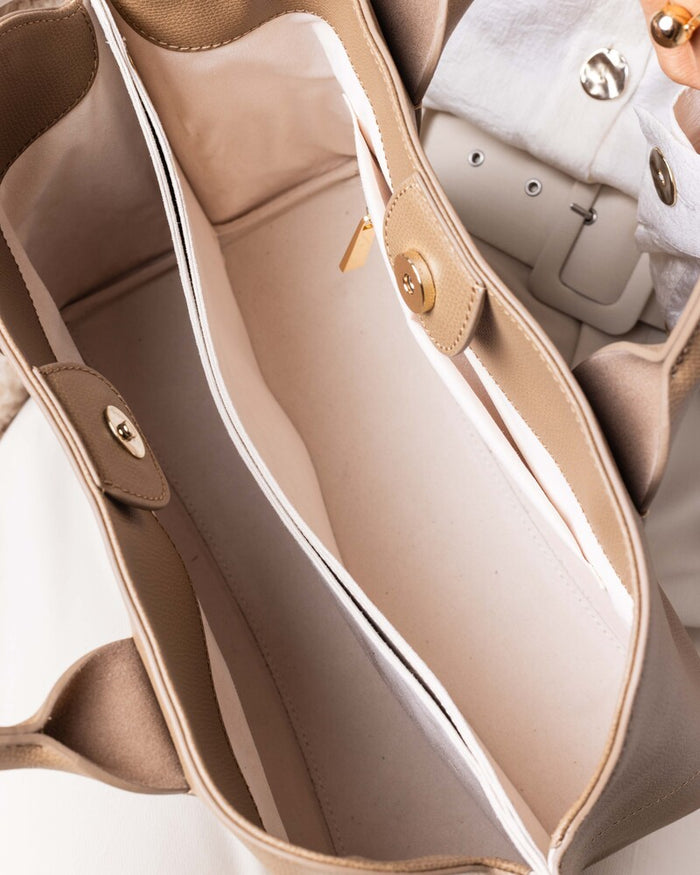 MAISON RINCEAU | Le Grand Rosa Cappuccino Grainé - Leather shoulder bag