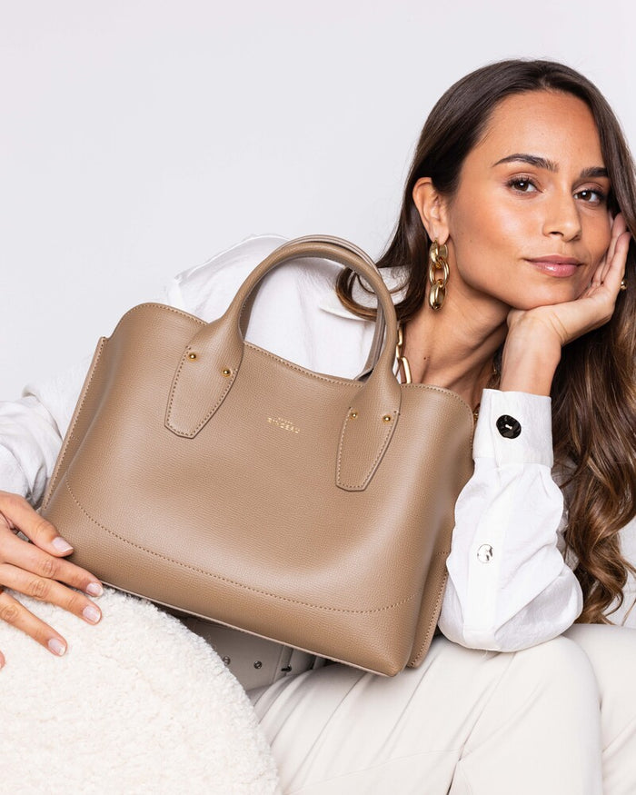MAISON RINCEAU | Le Grand Rosa Cappuccino Grainé - Leather shoulder bag